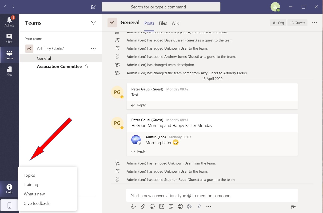 Association Microsoft Teams Site